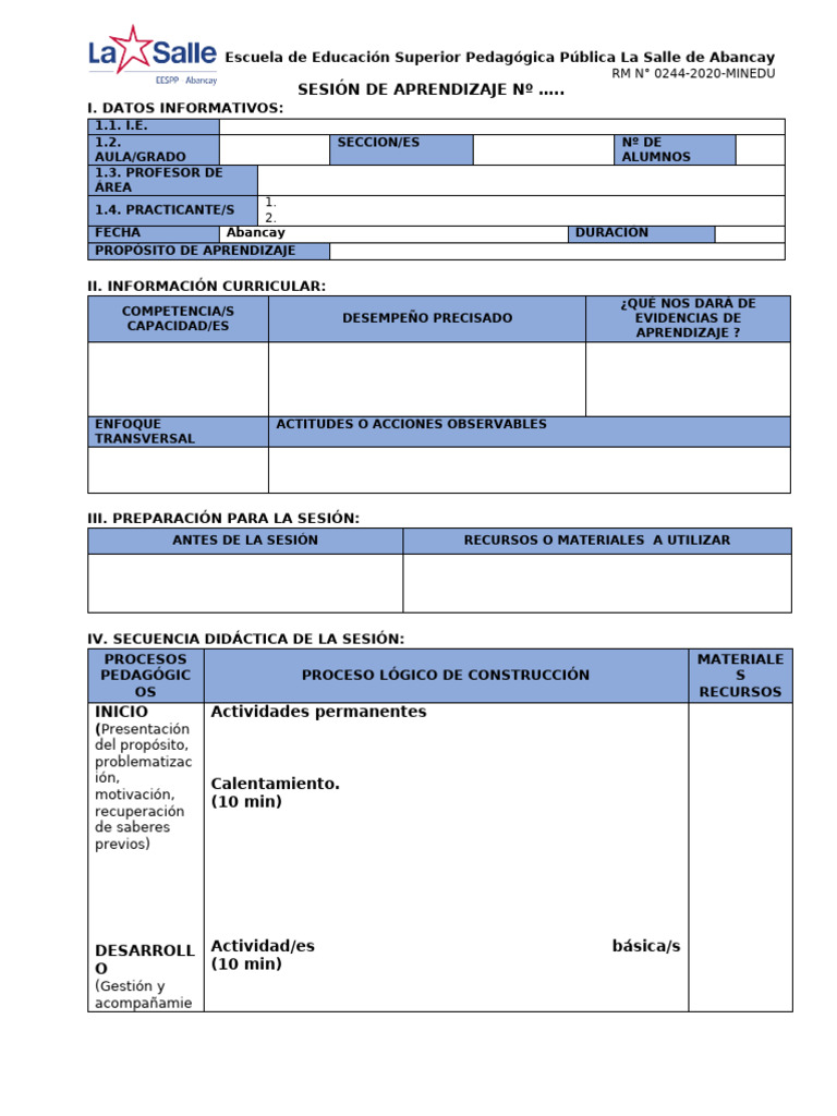 Formato de Sesion de Aprendizaje | PDF | Maestros | Aprendizaje Formato de Sesion de Aprendizaje | PDF | Maestros | Aprendizaje