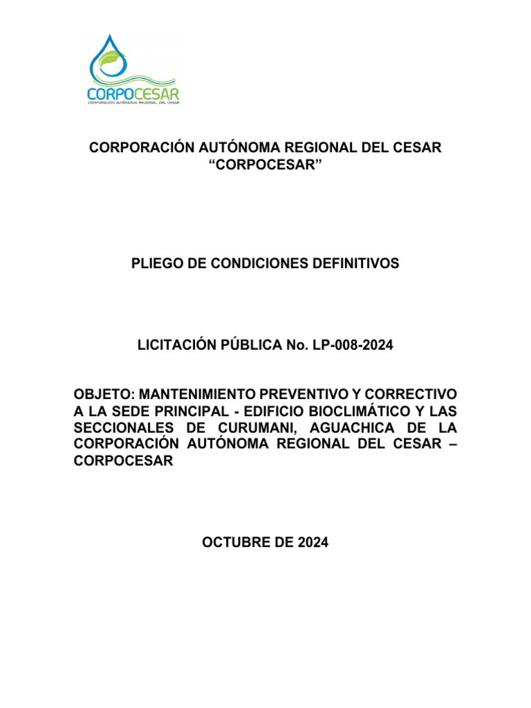 6-Pliego de Condiciones Definitivos | PDF | Negocios | Finanzas y dinero