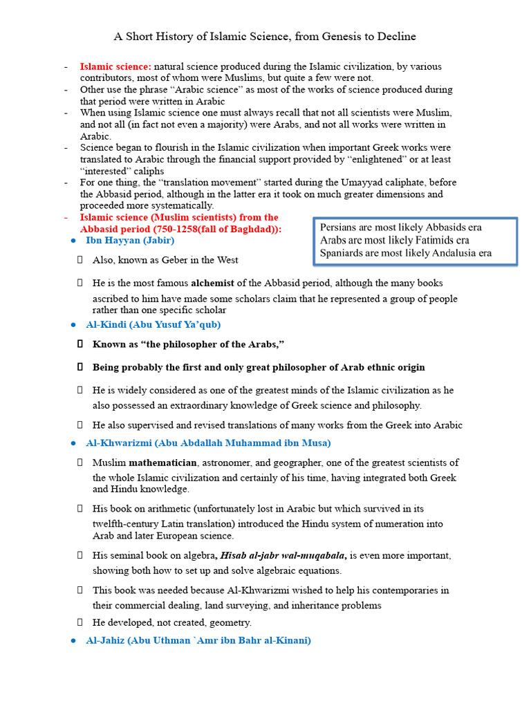 History of Islamic Science | PDF | Muslim World | Science