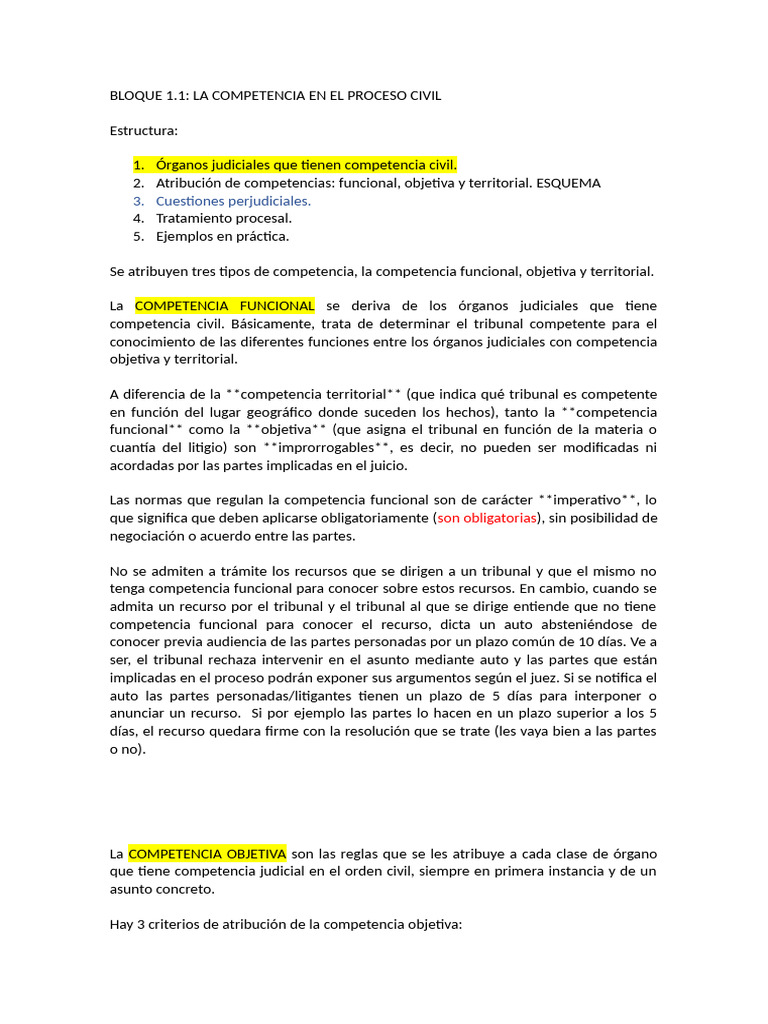 Bloque 1.1 - Procesal II | PDF | Ley procesal | Jurisdicción