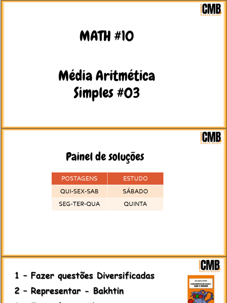 CMB - MAT #10 - Média Aritmética Simples | PDF