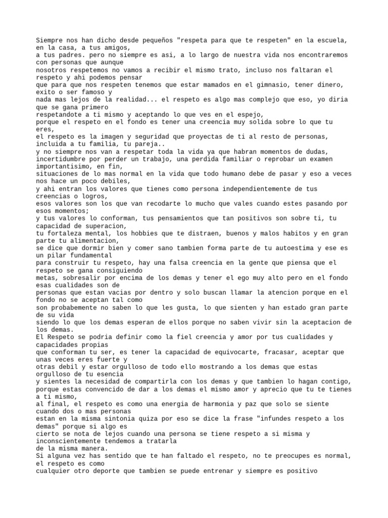 La Esencia del Respeto Personal | PDF | Relaciones personales, crianza ...