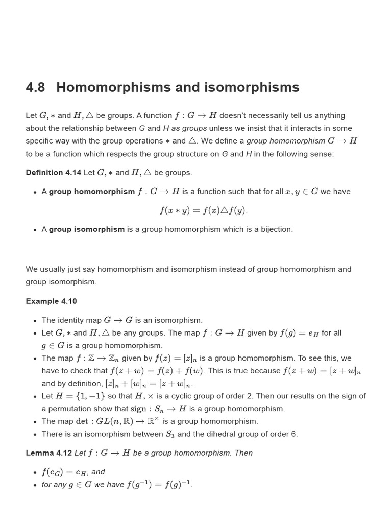 04.8 Homomorphisms and Isomorphisms | PDF | Group (Mathematics) | Function (Mathematics)