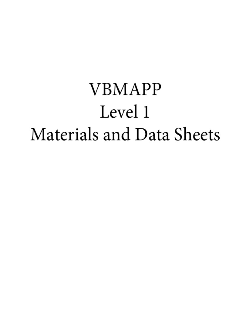 Level 1 VBMAPP Tool Kit | PDF