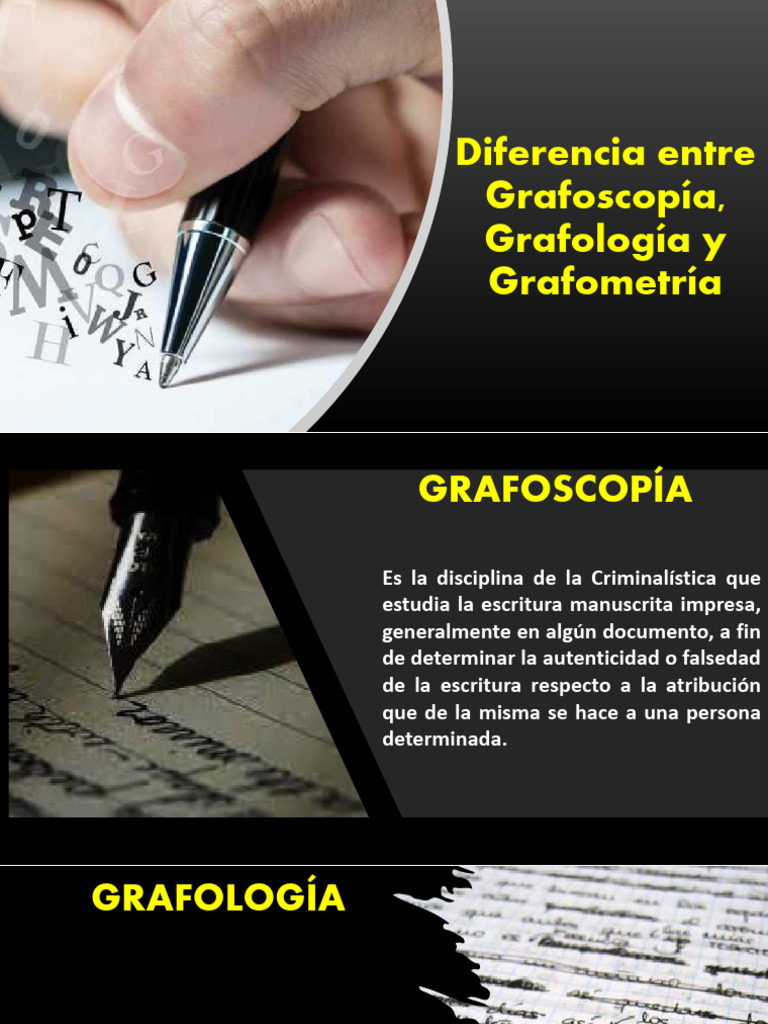 Diferencia Entre Grafoscopía, Grafología y Grafometría | PDF ...