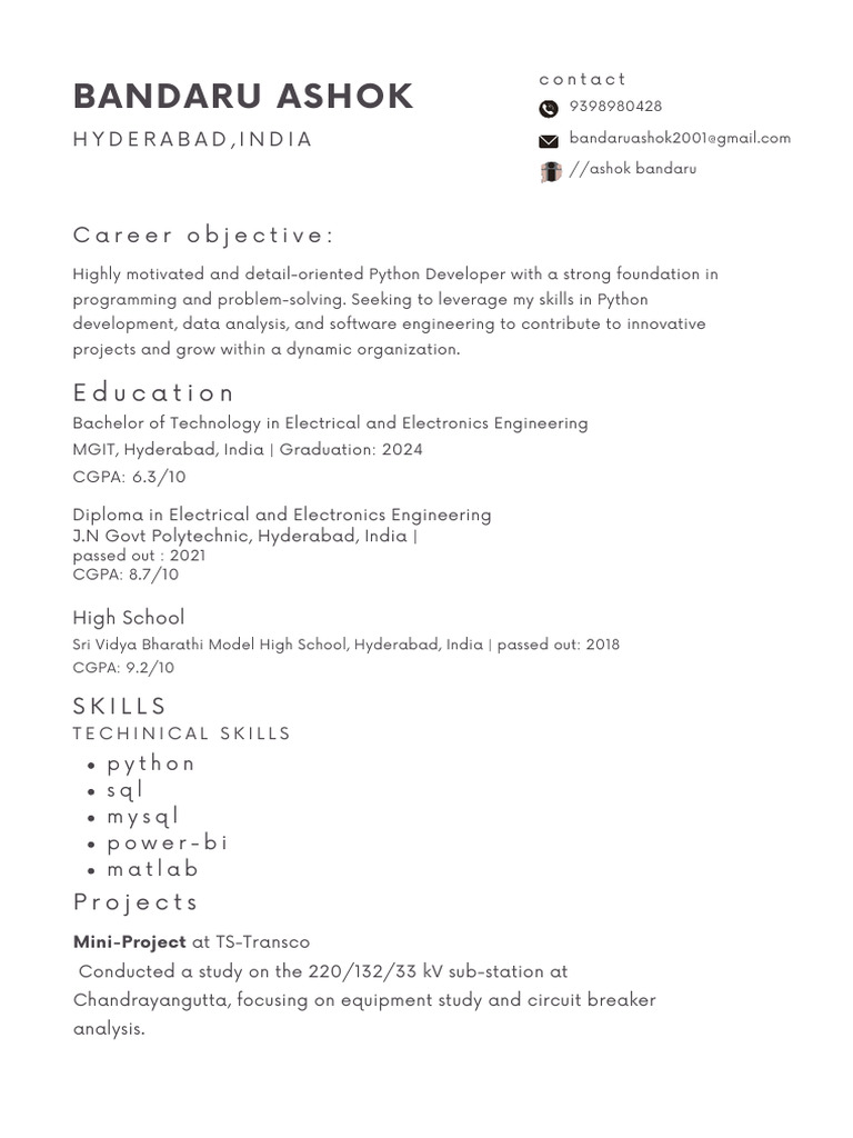 CV Bandaru Ashok PDF | PDF