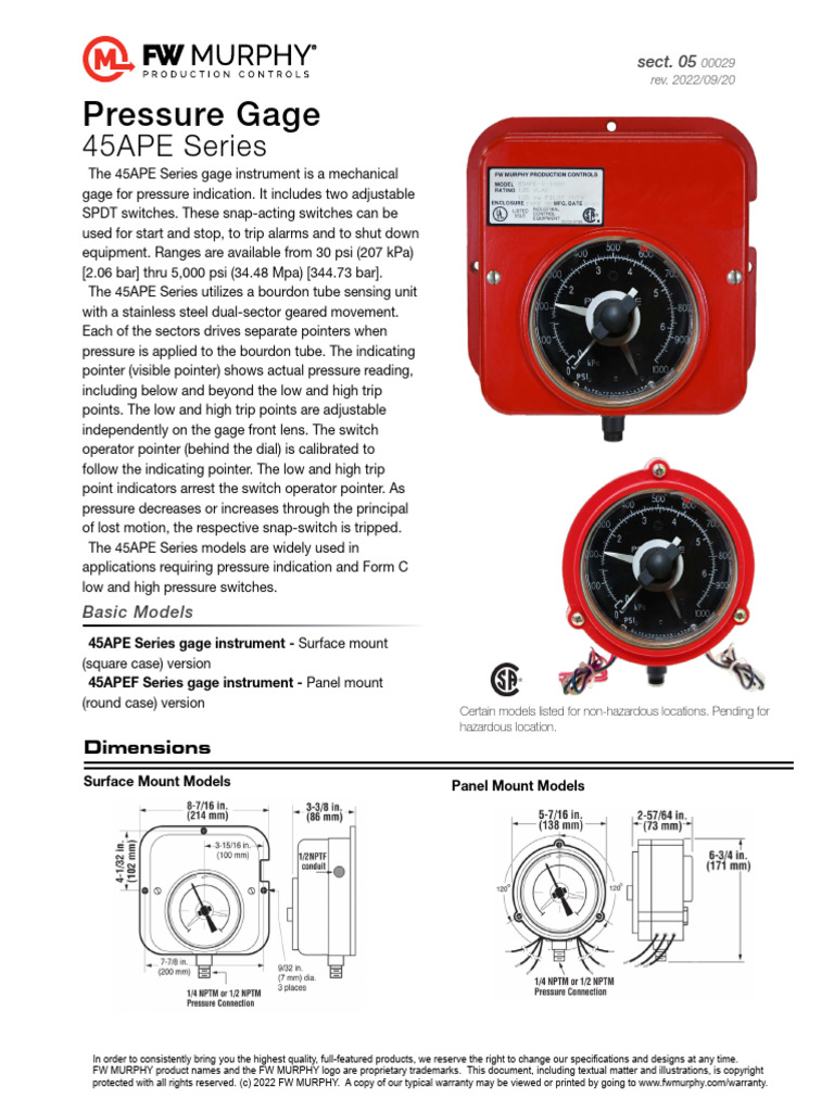 45ape Series Pointer Adjustment | PDF | Pressure Measurement ...