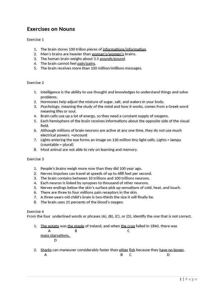 Noun Exercises for Language Mastery | PDF | Brain | Neuron