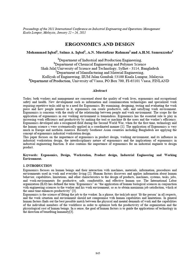 Ergonomics and Design | PDF | Human Factors And Ergonomics | Industrial ...