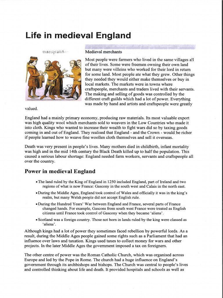 L01 - Life in Medieval England | PDF