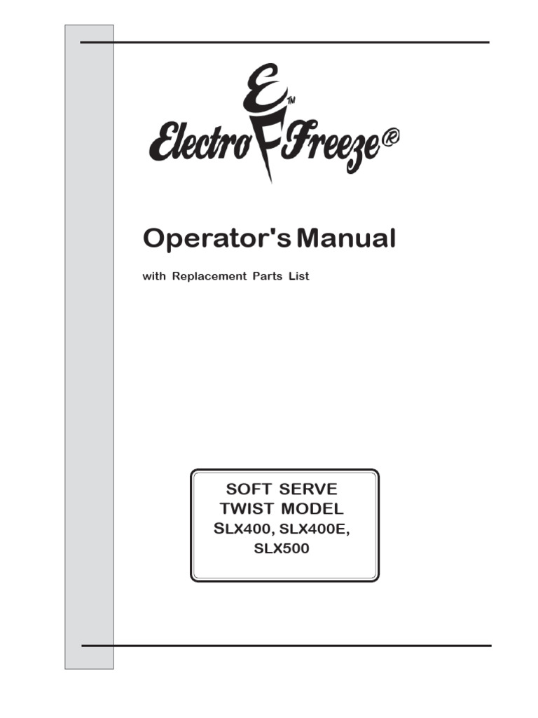 Electro Freeze Manual SLX Series 2013-06-184584 | PDF | Refrigerator ...