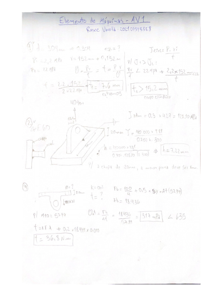 Elemento de Máquinas - Rasec Varella 202107395338 | PDF