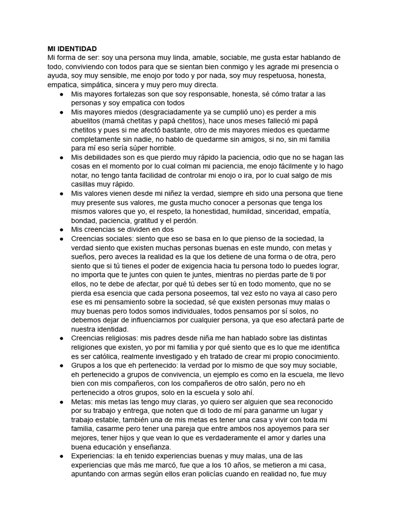 Mi Identidad | PDF | Familia | Amor