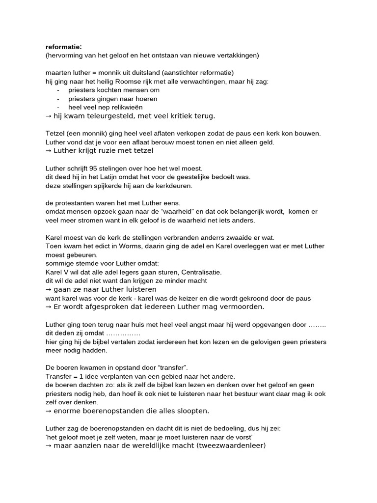 Gs Reformatie Samenvatting | PDF