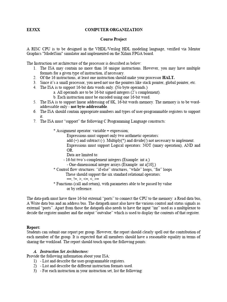 CO Course Project | PDF | Central Processing Unit | Pointer (Computer Programming)