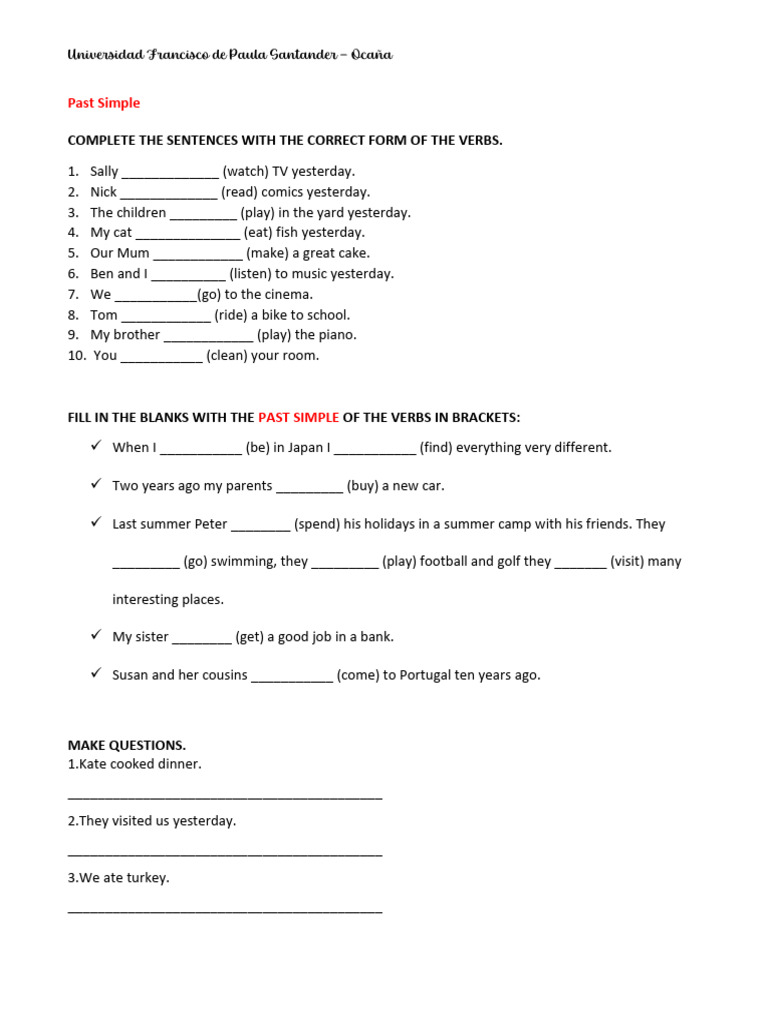 Past Simple Exercises for Students | PDF