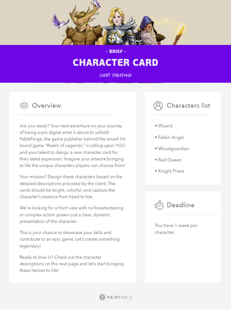 Character Card Design Challenge | PDF