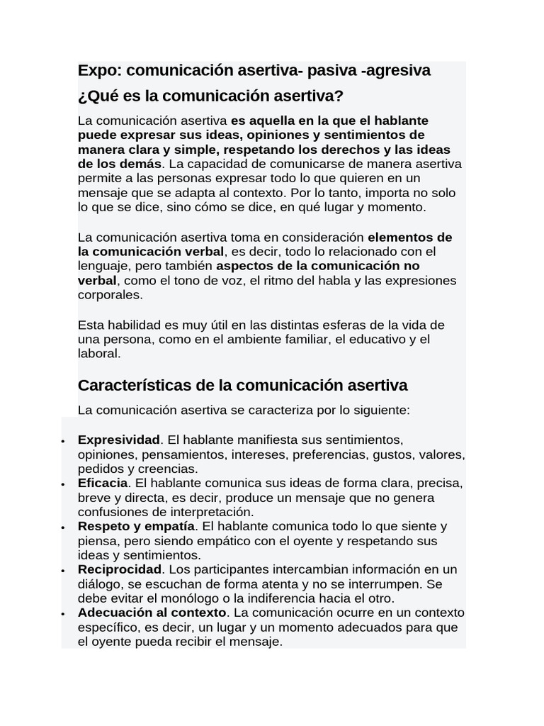 Comunicacion Asertiva | PDF | Comunicación | Comunicación no verbal