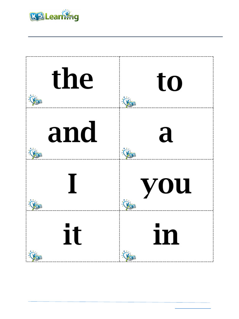 Dolch Pre Primer Sight Words | PDF