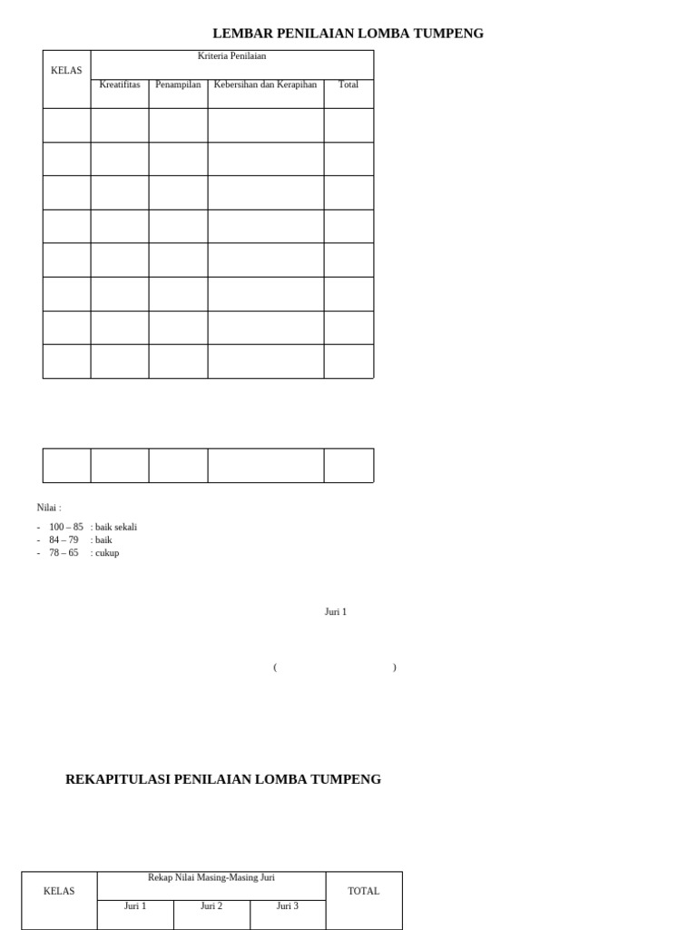 Lembar Penilaian Lomba Tumpeng | PDF