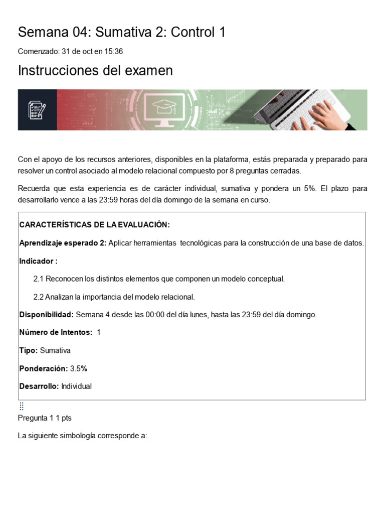Examen - Semana 04 - Sumativa 2 - Control 1 | PDF | Negocios | Informática