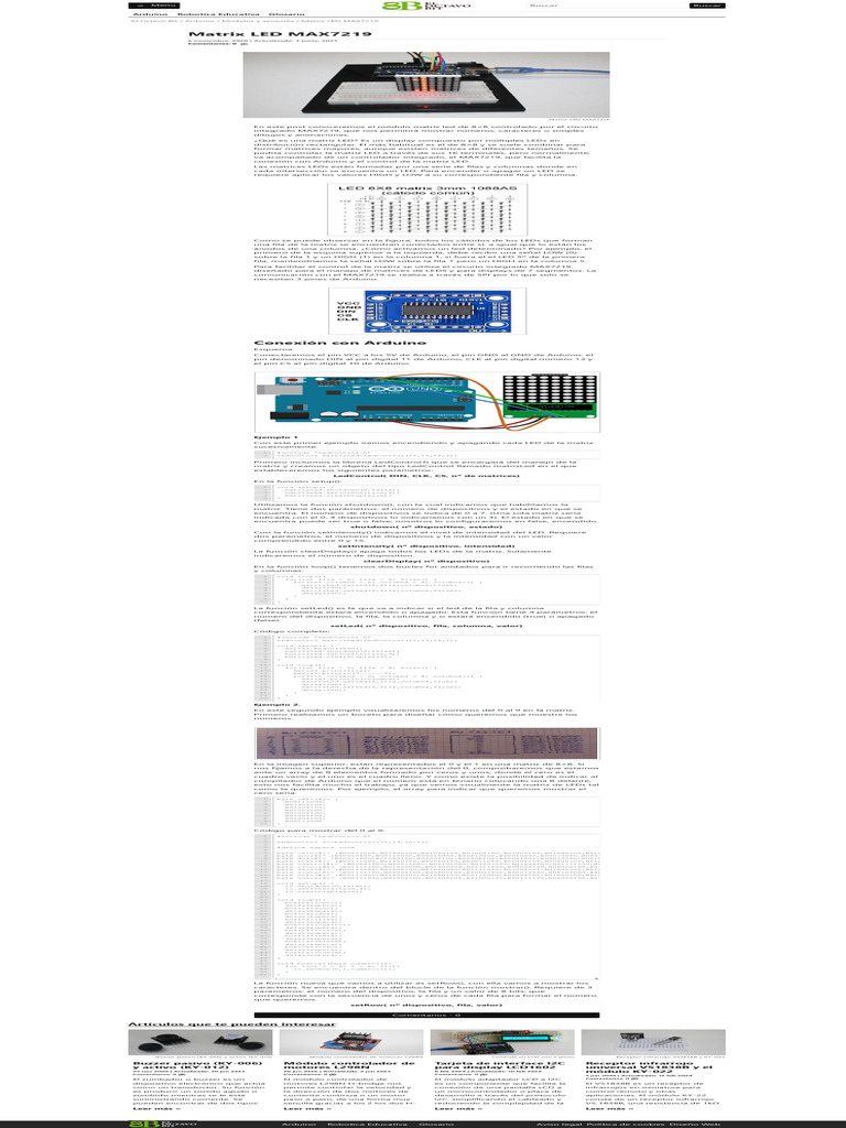 Controlando Matrices LED con MAX7219 | PDF | Diodo emisor de luz | Matriz (Matemáticas)