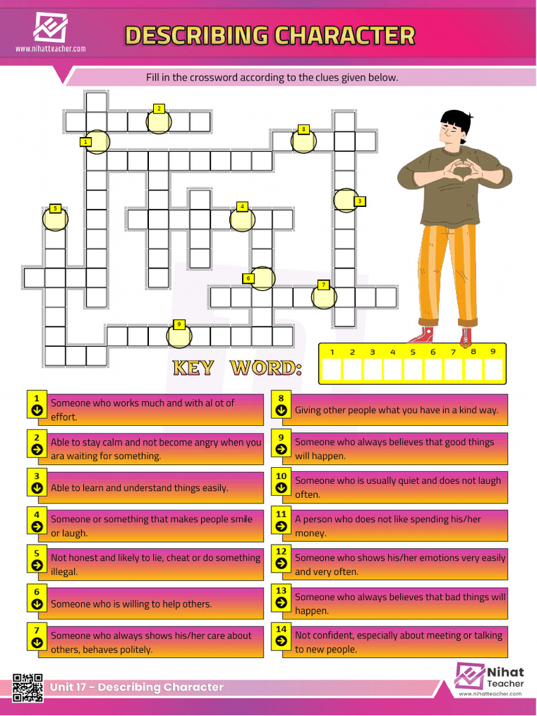 Unit 17 - Describing Character Crossword | PDF