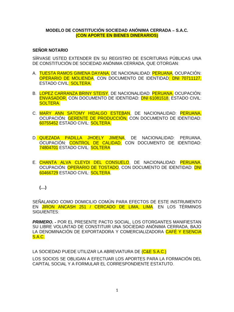 Formato de Minuta SAC | PDF | Business | Ley común
