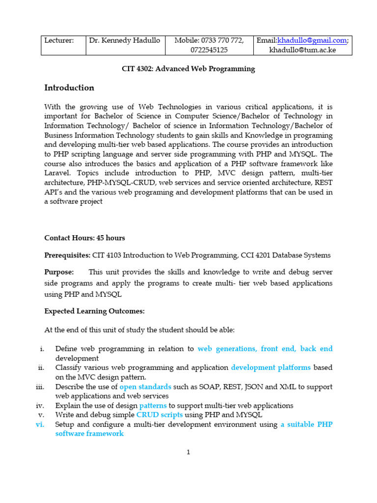 CIT 4302 CO Revised | PDF | Php | Web Application