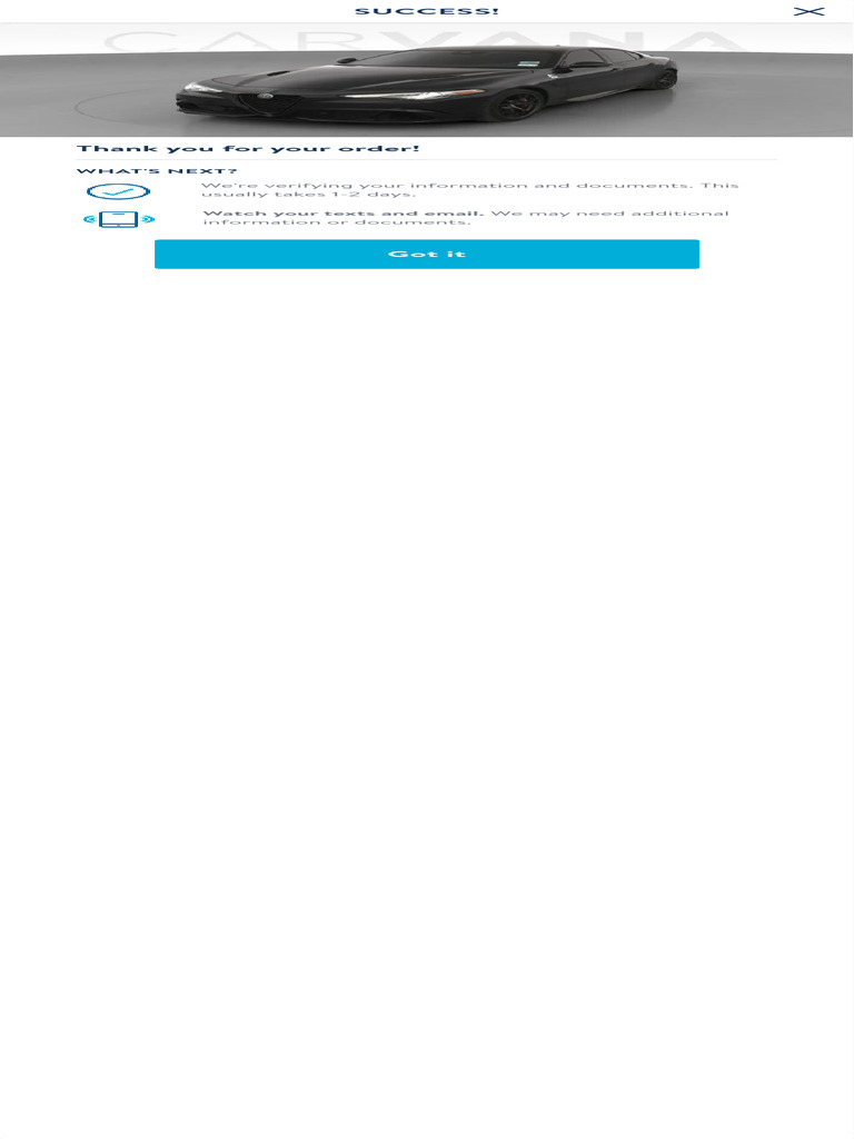 Order Placed Carvana® Purchase | PDF