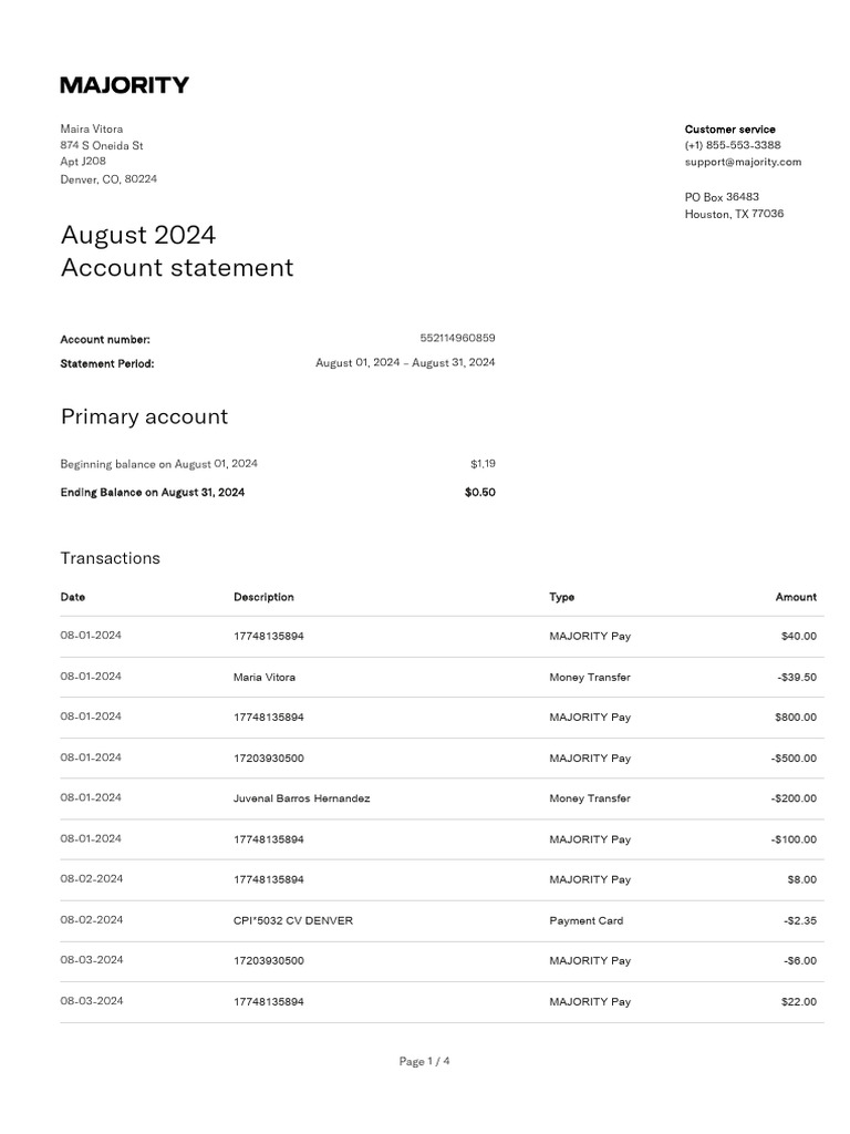 2024 08 Monthly Statement MAJORITY 3 | PDF | Service Industries ...