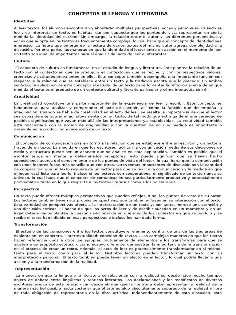 Conceptos Clave en IB Lengua y Literatura | PDF | Autor | Escritores