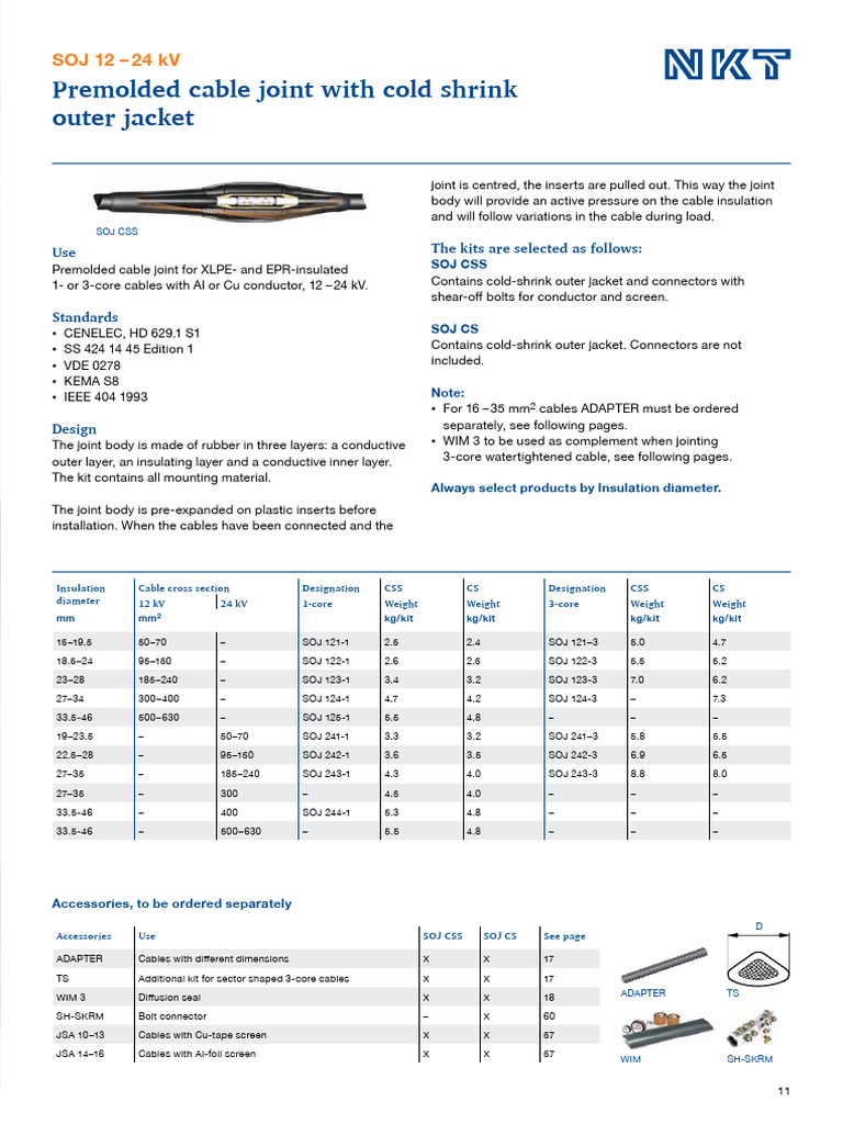 Catalogo Empalme SOJ Marca NKT | PDF | Insulator (Electricity) | Electrical Connector