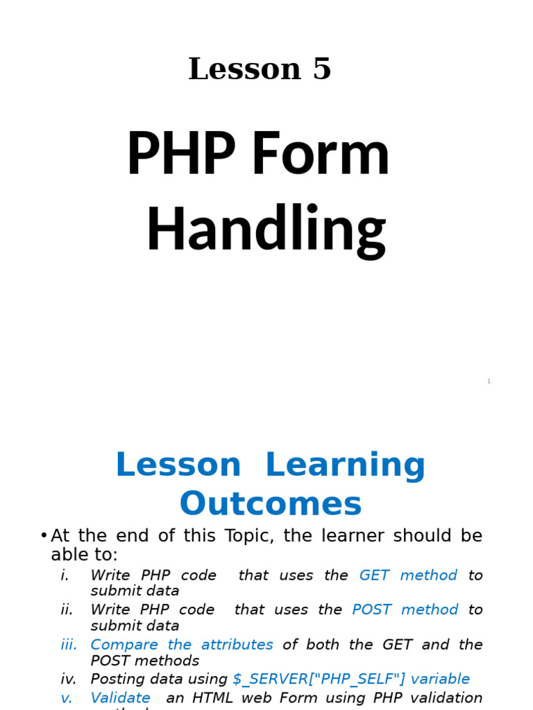 Lesson 5 Php Form Handling Pdf Php Computing