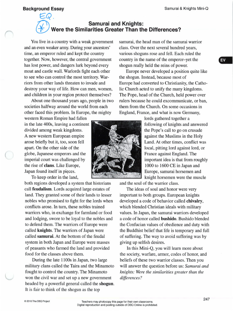 Annotated Samurai V Knights DBQ Background Essay and Qs | PDF | Bushido ...