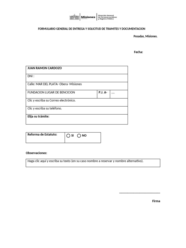 Formulario-General1.2 (1) - Acompañar Documentacion 2 | PDF