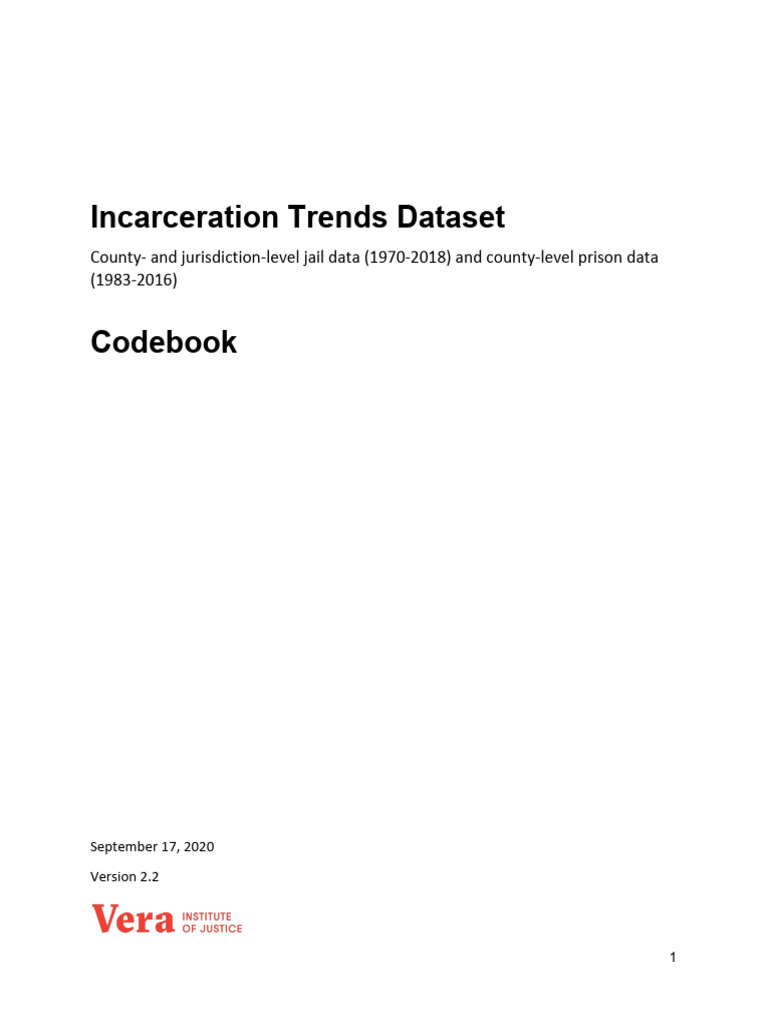 Incarceration Trends Codebook Vera | PDF | Uniform Crime Reports | Census