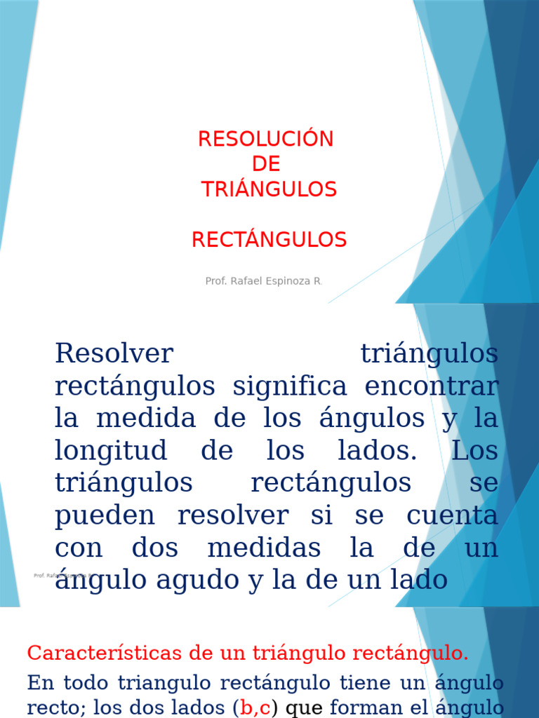 Resol. Trian. Rectangulos Rafo | PDF | Triángulo | Rectángulo
