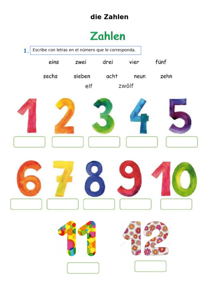 Die Zahlen 1 Al 10 | PDF