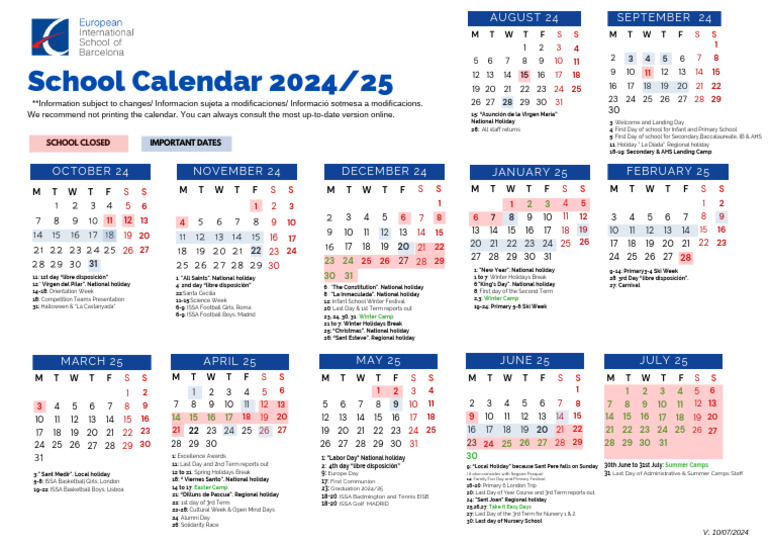 Calendario-20242025 100724 | PDF | Holidays | Traditions