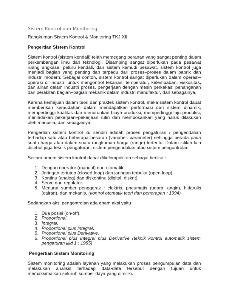 Sistem Kontrol Dan Monitoring Pdf