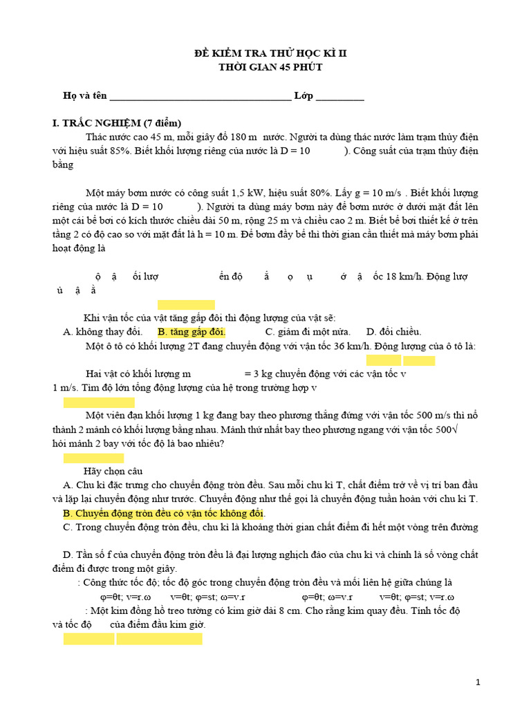 De 4 - Kiem Tra Thu HK II | PDF