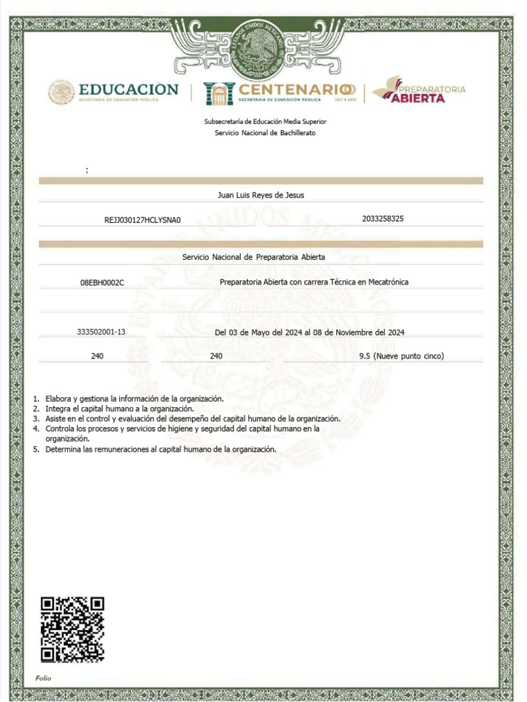 Certificado Prepa | PDF