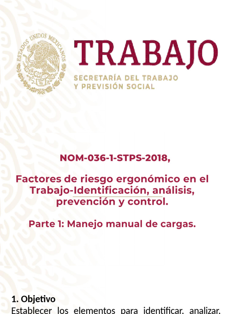 Presentación NOM-036-1 | PDF | Factores humanos y ergonomía | Fuerza
