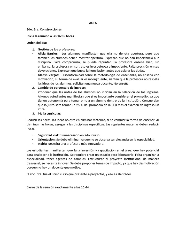 Acta - 2do. 3ra | PDF