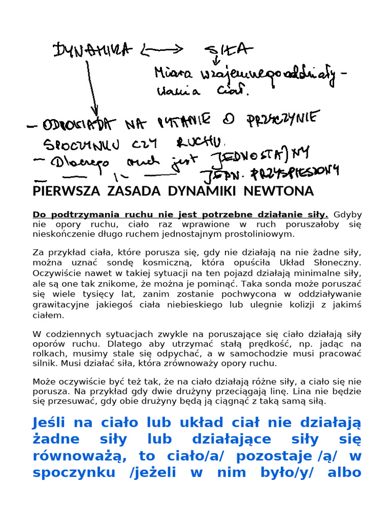 Zasada Dynamiki Newtona | PDF