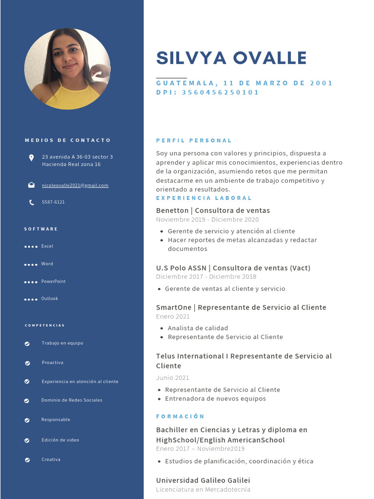 Azul Marino y Negro Profesional Currículum | PDF