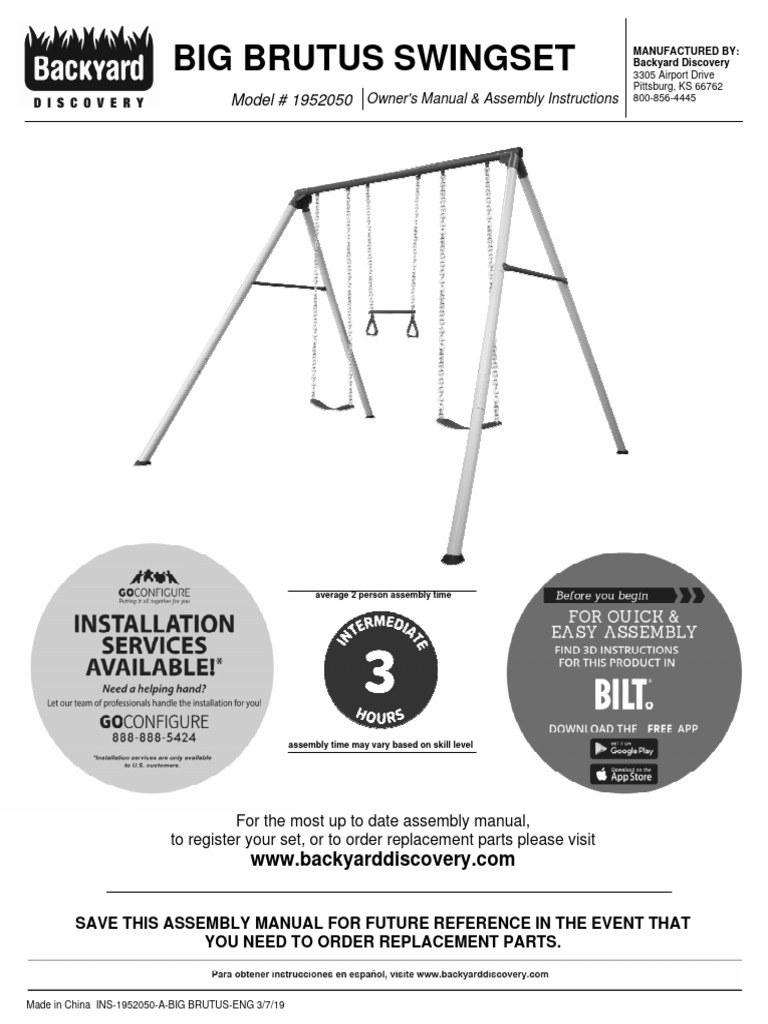 BIG_BRUTUS Swing Set | PDF | Playground | Screw