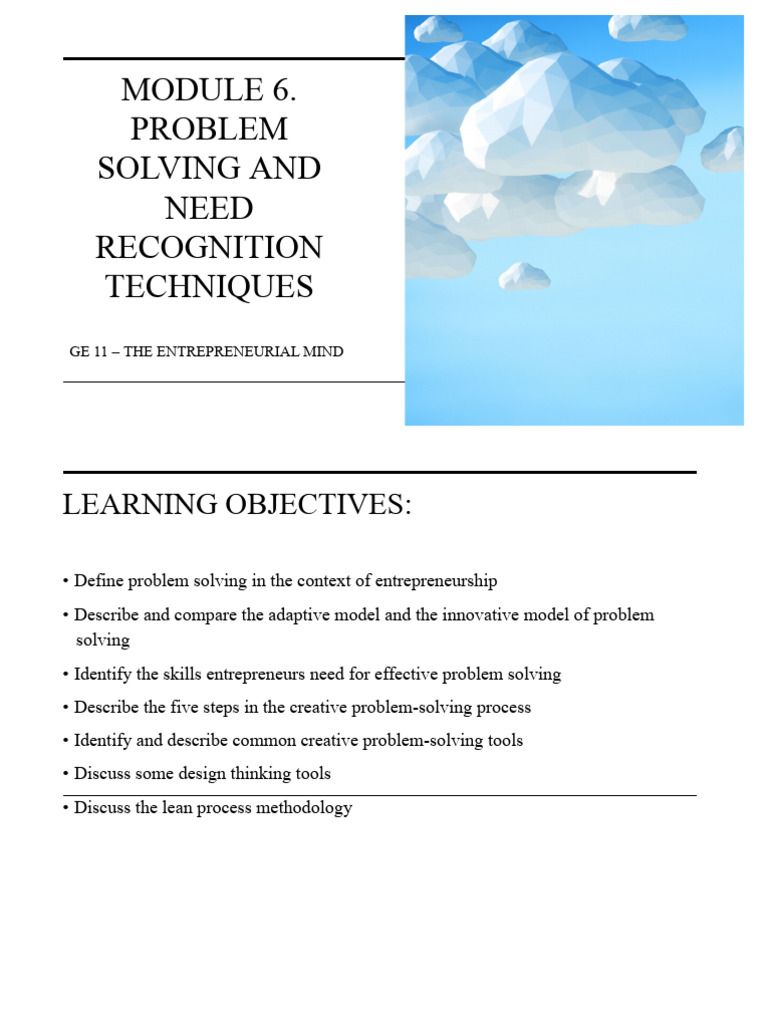 mod 6 entrep | PDF | Entrepreneurship | Design Thinking