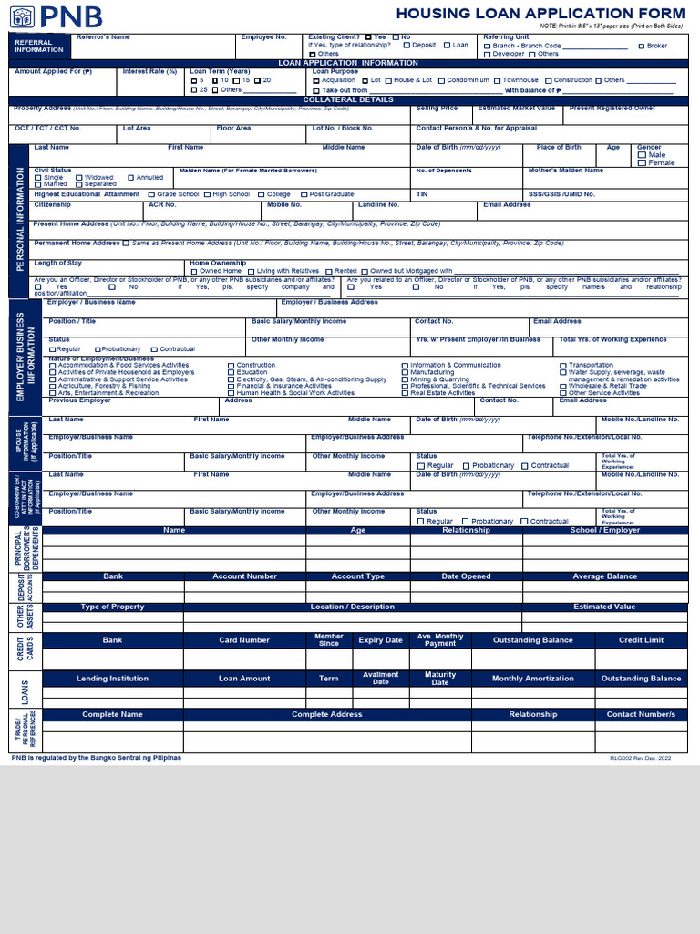 PNB Housing Loan App Form | PDF | Loans | Credit